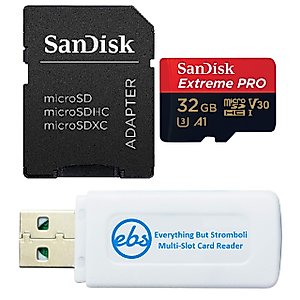 SanDisk 32GB Micro Extreme Pro Memory Card for Steam Gaming Tablet Stream Deck (SDSQXCG-032G-GN6MA) Class 10 V30 U3 100MB/s SDHC Bundle with (1) Everything But Stromboli SD & Micro Memory Card Reader