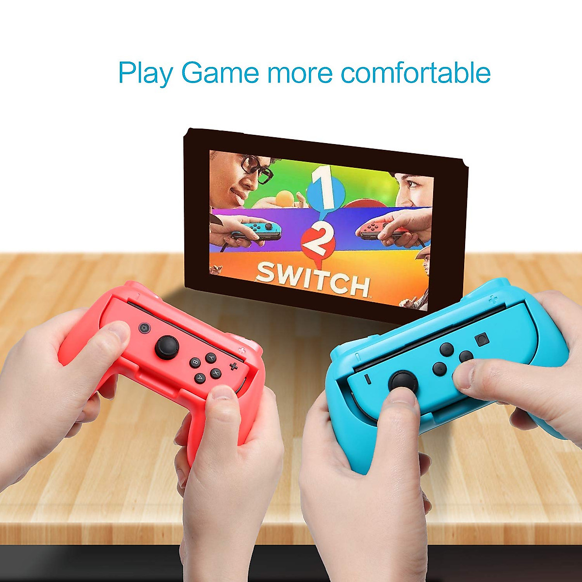 HEATFUN Switch Joy Con Grips, Comfortable Switch Joy Con Controller Grips - Blue and Red