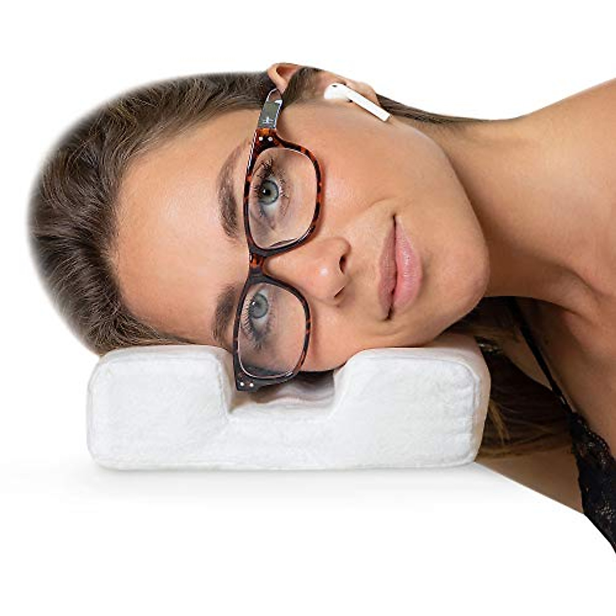 New Version, A Bit Firmer. Eyeglass Pillow Pad for Glasses and Airpods, Comfortably Lie on Your Side, Ear Pain Piercing CNH Pillow, Great Gift, Earbuds Airpods Cushion, Earphones, Hearing Aids Glasses