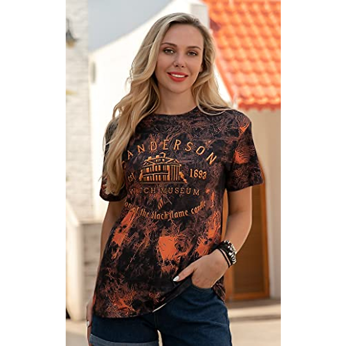 Halloween T Shirt Women Sanderson Sisters Bed and Breakfast Graphic Letter Print O Neck T-Shirt Witch Hocus Pocus Tees Top Museum Casual Short Sleeve