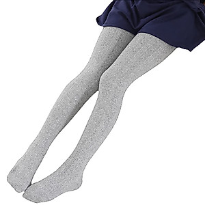 Ehdching 5 Pack Baby Toddler Girls Children Cable Knit Cotton Tights Leggings Stocking Pants (L(6-8 Years))