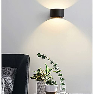 DUBDOG Bedroom Wall Lights, Wall Sconces, Modern Black Cylindrical Outdoor Wall Mount Light Warm Light 3000KLED Wall Light Matte Finish die-cast Aluminum Wall Lamp Used in Damp Places Sconce Light