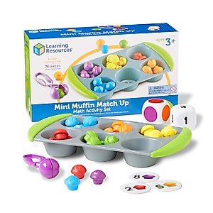 Learning Resources Mini Muffin Match Math Activity Set - 76 Pieces, Ages 3+ Counting Games for Kids, Preschool Learning Toys, Homeschool Learning Toys, Math for Preschoolers