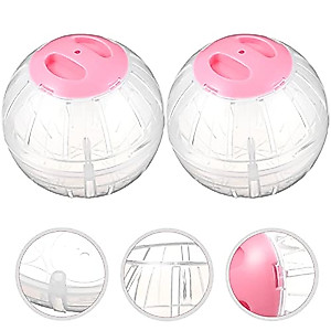 2PCS Hamster Toys Exercise Ball Transparent Hamster Ball Hamster Wheel for Dwarf Hamsters Small Pets Running to Increase Activity 5.7 Inch