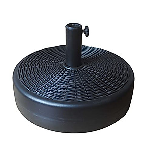 BACKYARD EXPRESSIONS PATIO · HOME · GARDEN 913590 17L Round Rattan 18" Water/Sand Fillable Patio Outdoor Umbrella Base Stand w/Handle Carrier-Backyard Expressions, Black