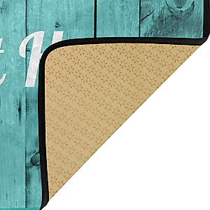Custom Teal Turquoise Green Wooden Kitchen Rugs Non Slip Home Sweet Home Kitchen Mats Bath Rug livingroom Doormats for Home Decor, Washable, 39 x 20 Inch