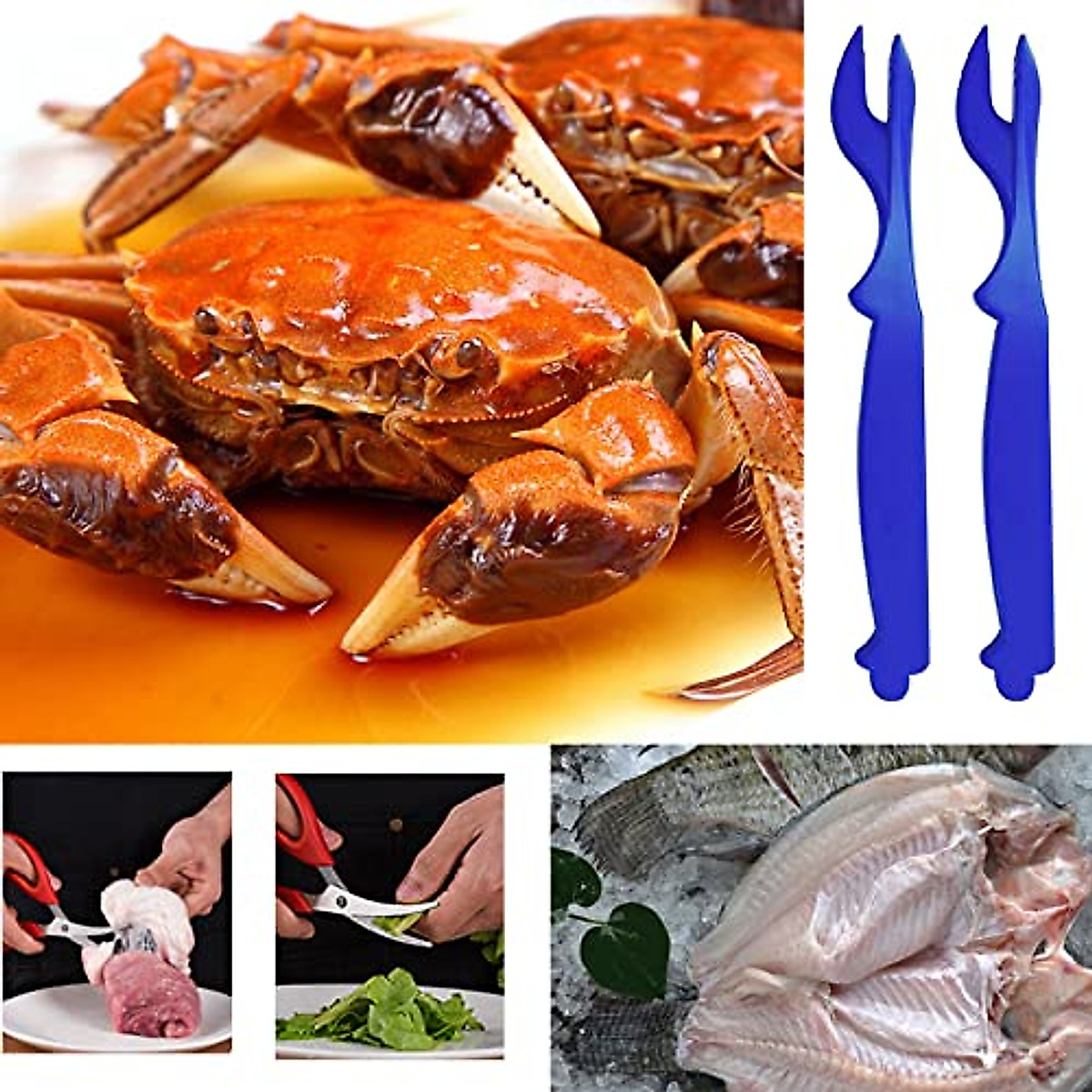 Luckkyme Seafood Tools, Lobster Crab Crackers Lobster Shellers Seafood Forks Seafood Forks(8 Pieces)