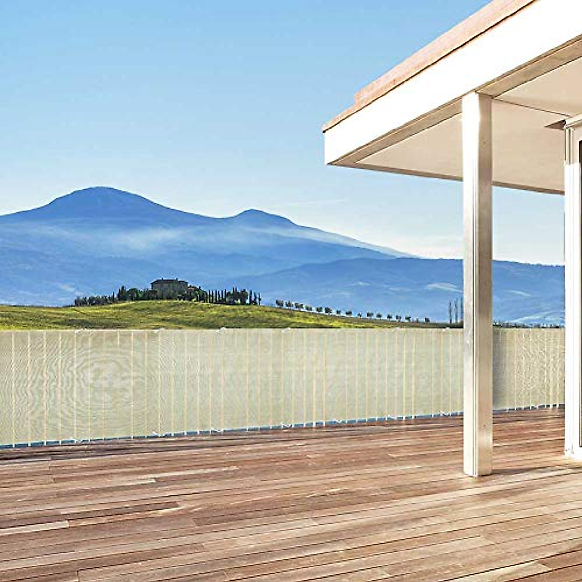 Bakaji 2832424 Wind Deflectors for Balcony Roof Rails in Hdpe Heavy Duty, UV Protection 90%, Eyelet Attachment, 12 m Rope Included, Off-White, 500 x 90 cm, Ecru