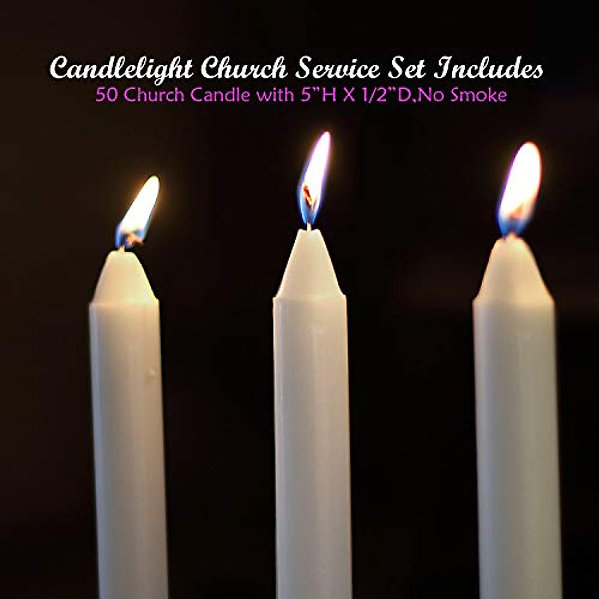 200 Church Candles with Drip Protectors - No Smoke Vigil Candles, Memorial Candles, Congregational Candles, Christmas Eve Candles, Shabbat Candles - Unscented White Candles 5" H X 1/2" D