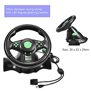 Sport Steering Racing Wheel,Gaming Vibration Racing Steering Wheel Pedals for XBOX 360/ PS2/ PS3/ PC USB Racing Wheel