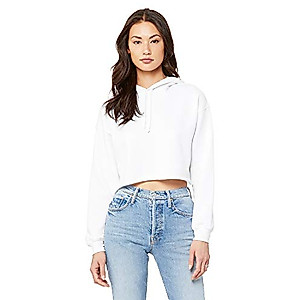 Bella + Canvas Ladies' Cropped Fleece Hoodie S WHITE