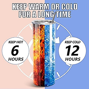 Griart 8 Pack 20 oz Sublimation Tumbler Blank Bulk Skinny Straight Hot & Cold Double Wall Insulated Tumbler with White Boxed,Lid,Plastic & Metal Straw,Rubber Bottom,Brush,Sublimation Paper,Shrink Wrap