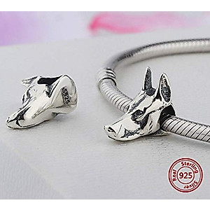 Bolenvi German Shepard Dog Head 925 Sterling Silver Charm Bead Pendant for Pandora & Similar Charm Bracelets or Necklaces