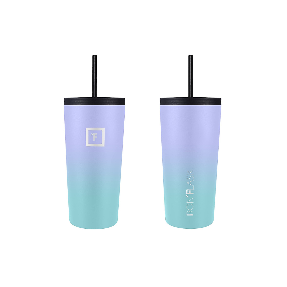 IRON °FLASK Classic Tumbler 2.0-2 Lids (Straw/Flip), Vacuum Insulated Stainless Steel Water Bottle, Double Walled, Drinking cup, Thermo Travel Mug - Cotton Candy, 20 Oz