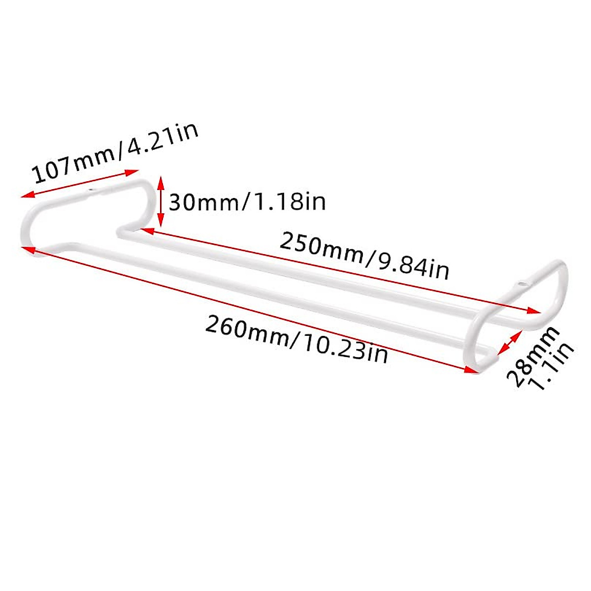 HOJLKLD Wine Glass Rack, 2 Pack Metal Stemware Rack Under Cabinet Wine Glass Holder for Kitchen And Bar (White)