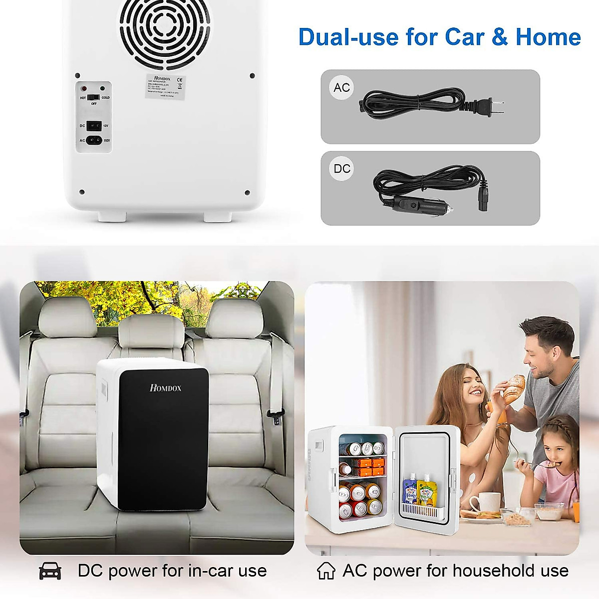 Mini Fridge 20Liter Portable AC/DC Powered Cooler Warmer, Compact Refrigerator for Home, Office, Dorm, Car, Great for Skincare & Cosmetics