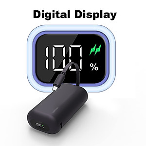 Portable Charger with Built-in USB-C Cable,10000mAh 18W PD Fast Charging Power Bank.Ultra-Compact Battery Pack Compatible with iPhone 15,15 Plus,15 Pro,Samsung Galaxy S23,S22,S21,Moto,LG (Black)