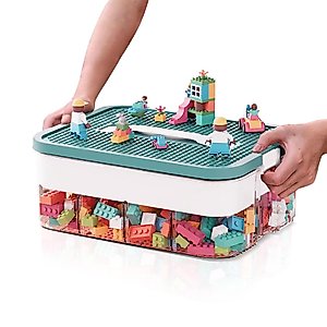 Koorabbee Plastic Toy Storage Organizer for Lego Box, Stackable Toy Organizer Bins with Compartments, Building Blocks Storage, Storage Containers for Building Brick Storage