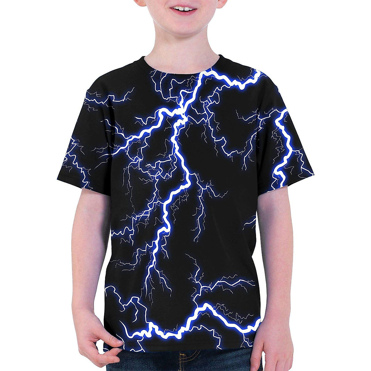 Asylvain Black Graphic Shirts for Kids Boys 3D Cool Tshirt Unisex Short Sleeve Summer Tops Tees Shirt Size 8-10 Years