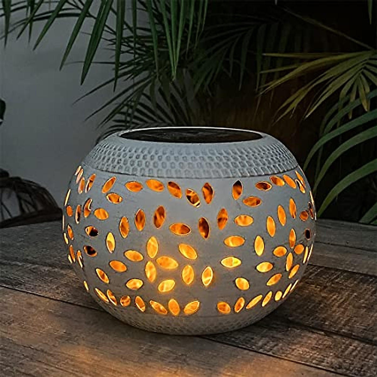 Solar Table Lights Outdoor Waterproof - Dancing Flickering Flame Lamp White Metal Tabletop Light Solar Powered Decorative Lighting Lantern for Desk Bedroom Patio Garden Pathway Yard (1 Pack)