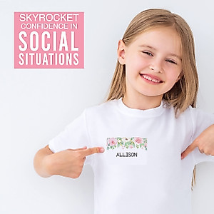 Hadley Designs 56 Floral Self Adhesive Name Tags Sticker for Kids - Name Tag Stickers for Kids Name Labels for School, Nametags Labels for Classroom Labels for Teachers, Sticky Name Tags for Clothes