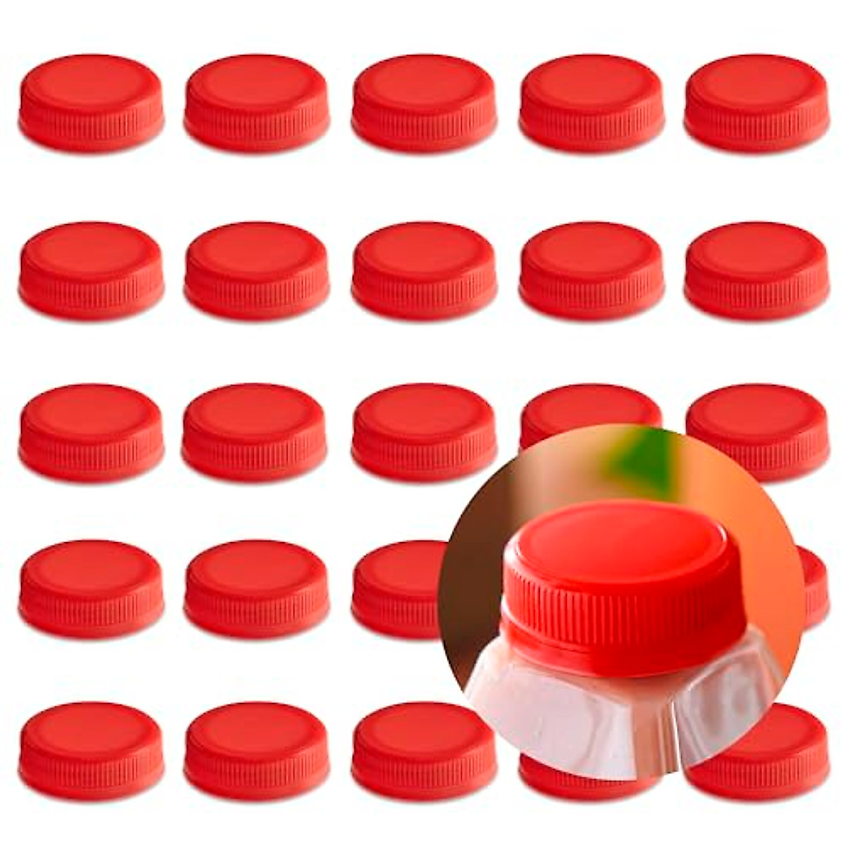 Lakesstory Bottle Caps Tamper Seal Lids Cap for Bottle Screw Cap Bottle Plastic Bottle Caps Juice Bottles Cap (pack of 25, red)