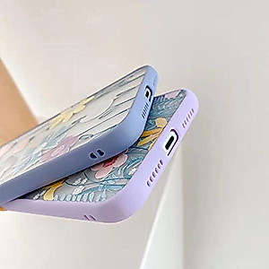 Ownest Compatible for iPhone 11 Case for Flower Clear Frosted PC Back Floral Girls Woman and Soft TPU Protective Silicone Slim Case for iPhone 11-Taro Purple