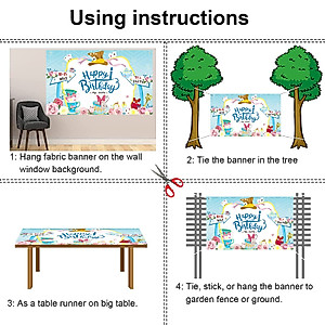 HOWAF Tea Party Birthday Party Banner, Large Fabric Alice Background Banner for Partea Birthday Party Decorations, Tea Kettle, Cupcakes, Butterfly Arts and Crafts for Outdoor Garden