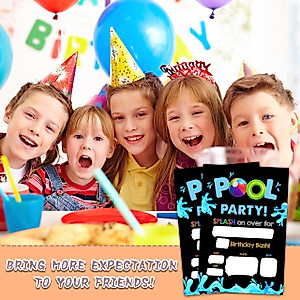 YQV Summer Swim Birthday Invitations Cards, 4"x 6" Summertime Pool Party Invites with Envelopes for Party Decorations Supplies(20 Pieces) -F05