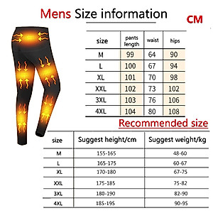 Heated Pants for Men, 16 Zones Fast Heating Thermal Underwear Pants, Adjustable Temperature, USB Electric,Black,L