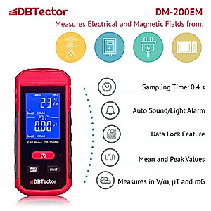 DBTector EMF Meter Electric and Magnetic Field Meter Detect Radiation from Appliances, Computers, Electrical Boxes, Electrical Wires, High Power Transmission Lines