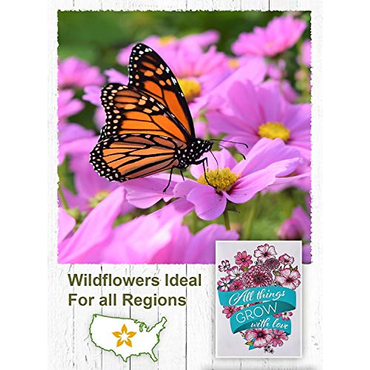 American Meadows Wildflower Seed Packets ''All Things Grow with Love'' Party Favors (Pack of 20) - Wildflower Seed Mix, Party Favors for Weddings, Valentine's Day, Anniversaries, Thank You