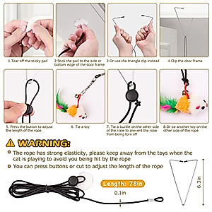 HOSFROLL Cat Toys Wand, Interactive Cat Toy with Super Suction Cup Sticky Detachable 12 PCS Feather Replacements 2 Wands Cat Spring Feather Toys for Indoor Cats Kitten Toys (8 Toys Double Headed)