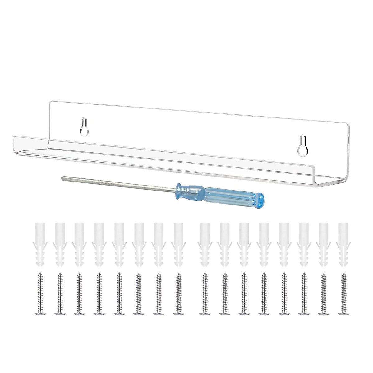 12-inch Clear Acrylic Vinyl Record Shelf Wall Mount, 6-Pack Floating Album Display for Vinyl Records, Books, and Décor – Perfect for Living Room, Bedroom, Bathroom, or Kitchen, Easy to Install