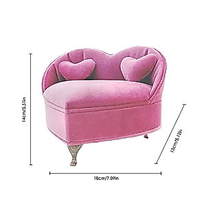 Mini Pink Jewelry Box Creative Sofa Armchair Jewelry Organizer for Necklace Earrings Bracelets Rings Dollhouse Furniture (Pink Heart Chair, 14cm*18cm*13cm)
