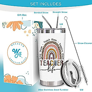 WECACYD Teacher Gifts For Women - Teacher Appreciation Gifts - Teacher Birthday Gifts - Best Teacher Gifts For Graduation, Appreciation Week, Back To School, Christmas - 20oz Teacher Tumbler Cup