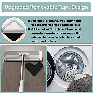 LISERV Non Slip Rug Grippers, 12 Pairs Anti Slip Rug Tape Keep Corners Flat, Kitchen Rugs and Mats Non Skid Washable Carpet Tape, Carpet Pad Rug Grippers for Hardwood Floors and Area Rugs