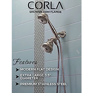 Corla Modern Shower Arm Flange 3.5” Extra Large | Universal Escutcheon Replacement Cover Plate (Matte Black)