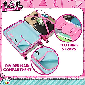 FUL L.O.L Surprise! 21 Inch Kids Rolling Luggage, Hardshell Carry On Suitcase with Wheels, Multi