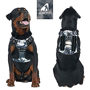 AUROTH Tactical Dog Harness for Small Medium Large Dogs No Pull Adjustable Pet Harness Reflective K9 Working Training Easy Control Pet Vest Military Service Dog Harnesses (L, Black Ink)