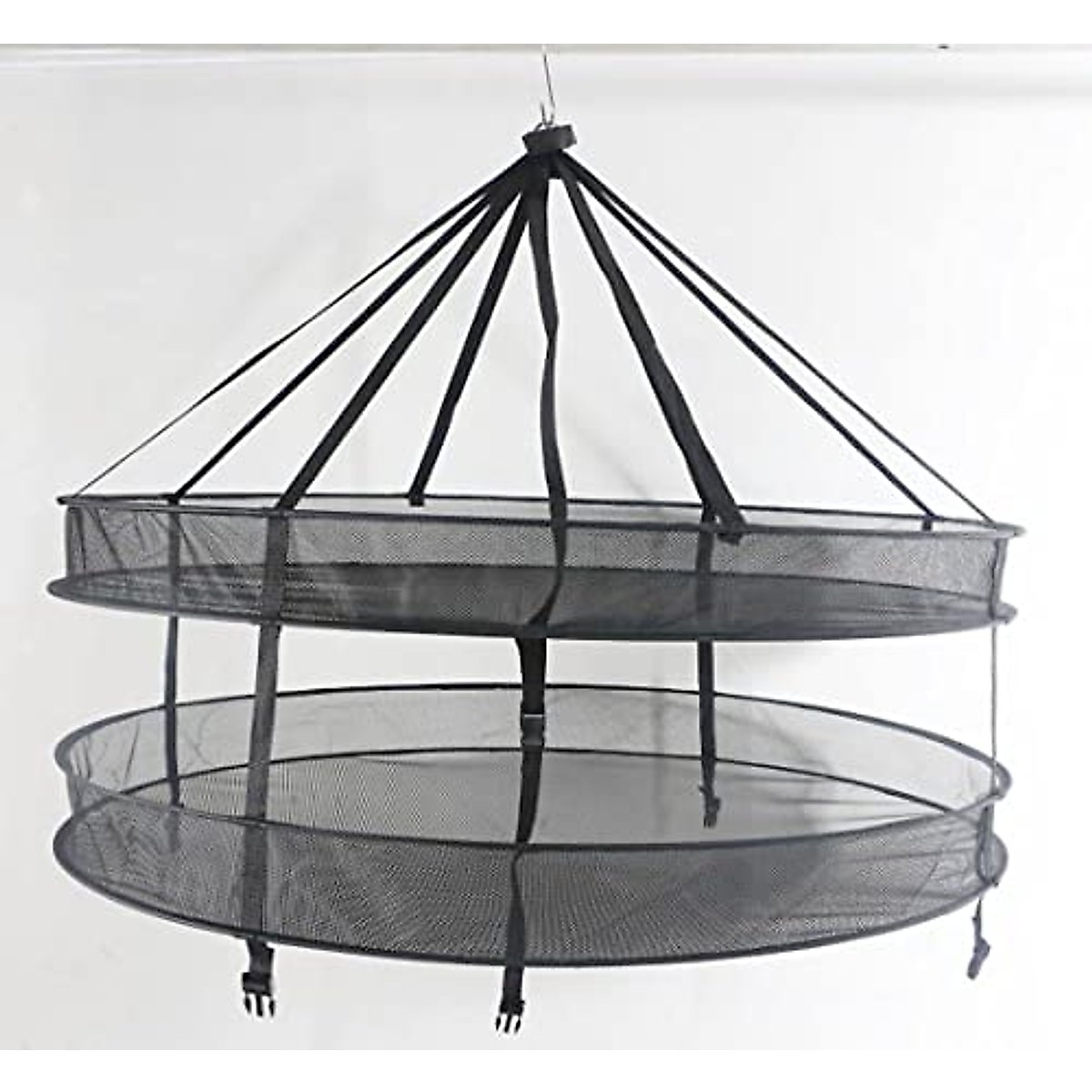 HORTIPOTS Herb Drying Rack 360 Degree Access 3 Feet Clip Adjustable Center Support Straps NO Sagging Fine Mesh Netting (Heavy Duty Clips 3FT)