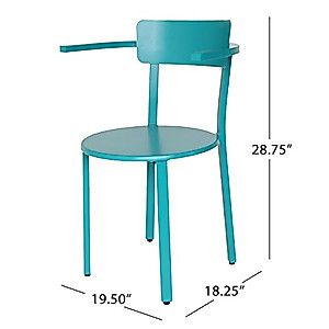 Christopher Knight Home Kate Outdoor Iron Bistro Set, Matte Teal