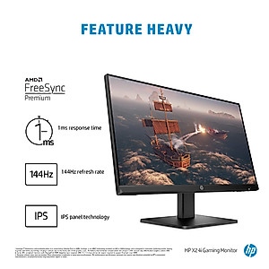 HP 24-inch Full HD IPS Gaming Monitor with Tilt Adjustment and AMD FreeSync Premium Technology (X24i, Black)