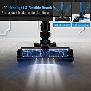 FABULETTA Cordless Vacuum Cleaner, 25 kpa Stick Vacuum 6 in 1 Set with 8 x 2500mAh Large Battery, Max 50 min Runtime, 250W Brushless Motor Handheld Vacuum Cleaner for Hard Floor Carpet Pet Hair