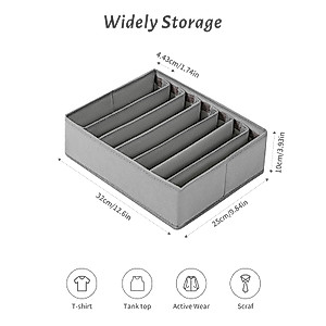 Coorganisers 4 Packs Adjustable T-shirt Drawer Organizers for Clothing with 6 adjustable dividers, 7 Grids wardrobe clothes organizer, DIY Clothes Organizer for Folded Clothes, T-shirt, Legging