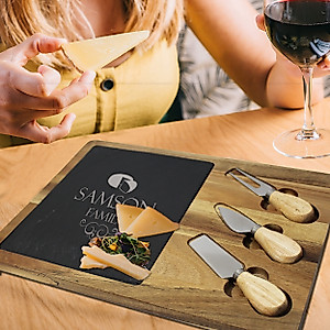 My Personal Memories Premium Personalized Acacia and Slate Cheese and Charcuterie Serving Board with Tools Included (Rectangle 10" x 14")