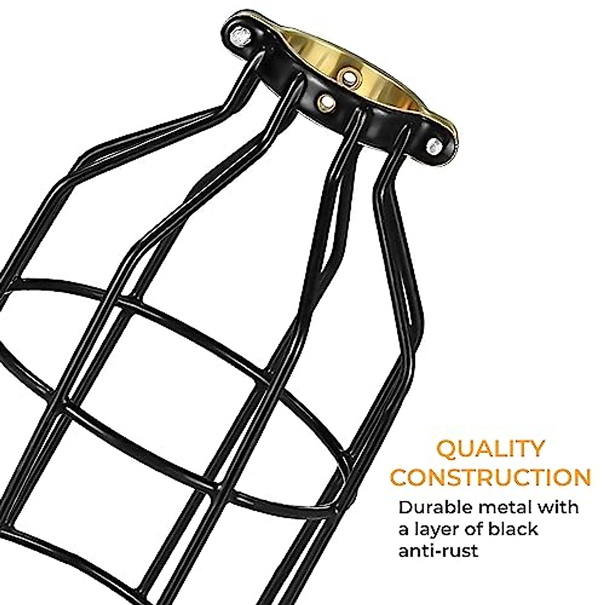 KastLite Metal Bulb Guard - Adjustable Lamp Base for Ceiling Fans - Pendant String Light Vintage Lamp Shade Cover - Wire Fixture Cage - Farmhouse Light Fixture - 4 Lamp Cages for Pendant String Lights