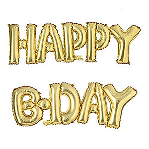 Happy Bday Connection Letter foil Balloons Birthday Party Decorations Kids Party Decoration Balloons air Balloons Baby Shower (Happy Bday Gold)