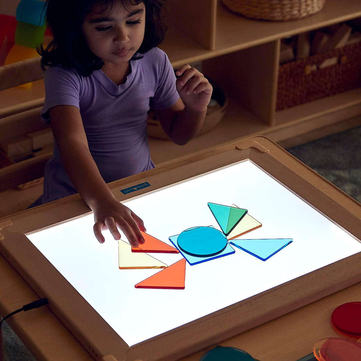 Guidecraft LED Tabletop Lightbox: Kids Learning and Educational Accessory, Sensory and Light Play Table