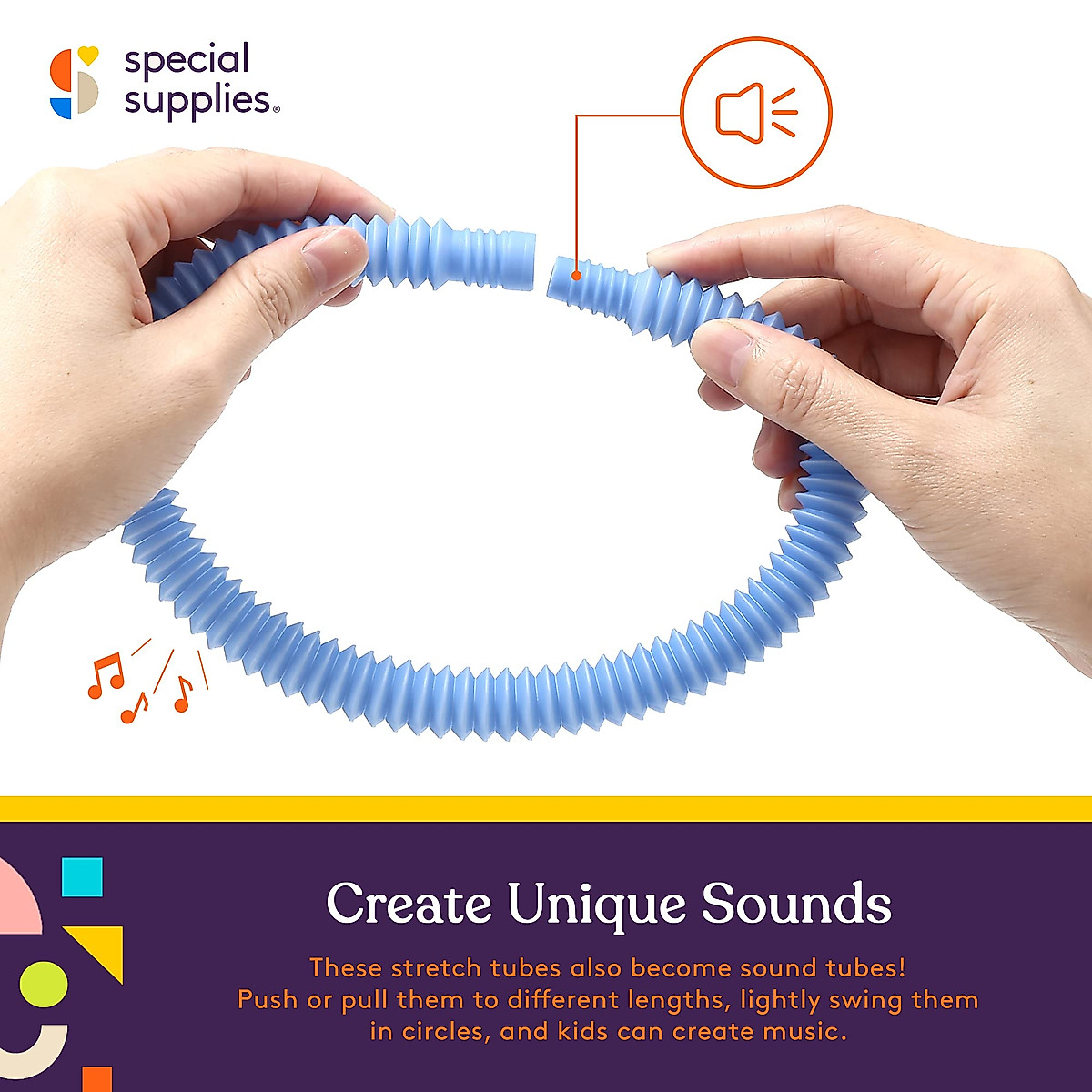 Special Supplies Fun Pull and Stretch Tubes for Kids - Pop, Bend, Build, and Connect Toy, Provide Tactile and Auditory Sensory Play, Colorful, Heavy-Duty Plastic (Pastel-12)